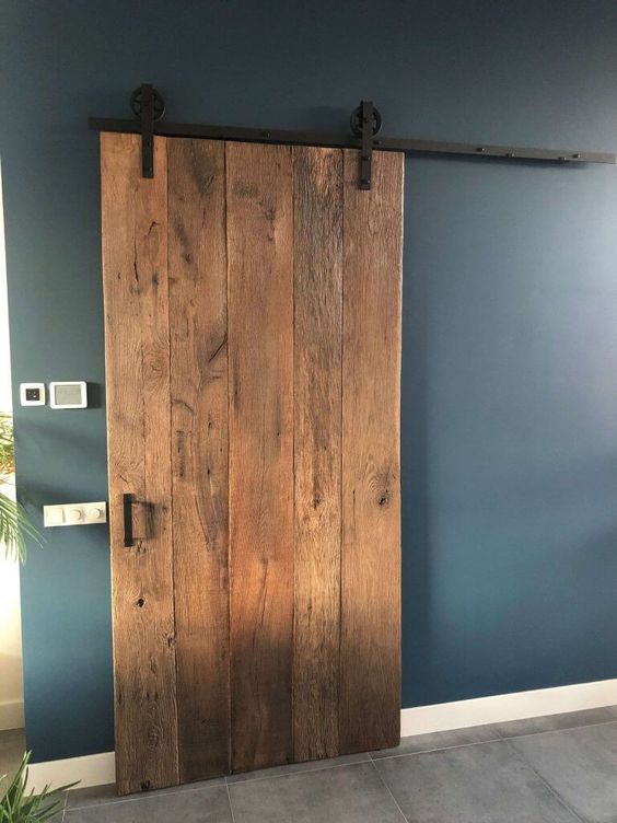 Porte coulissante sur rail moderne en bois - Sur Mesure – WoodInd